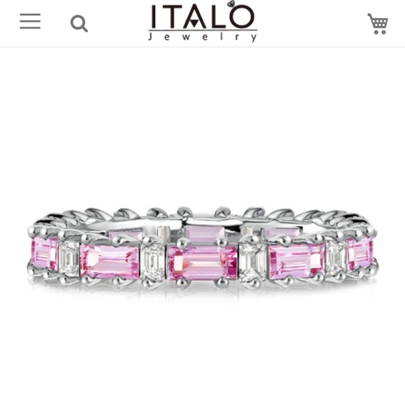 Italo | Jewelry | Alternating Baguette Cut Pink Eternity Wedding Band For Women 925 Sterling ...